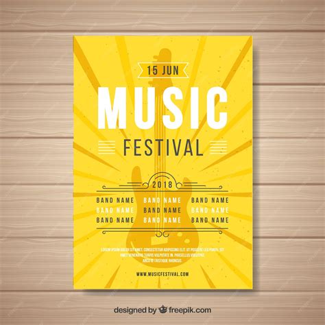 평면 디자인의 음악 축제 포스터 무료 벡터