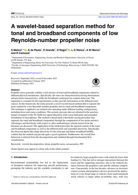 A Wavelet Based Separation Method For Tonal And Broadband Components Of