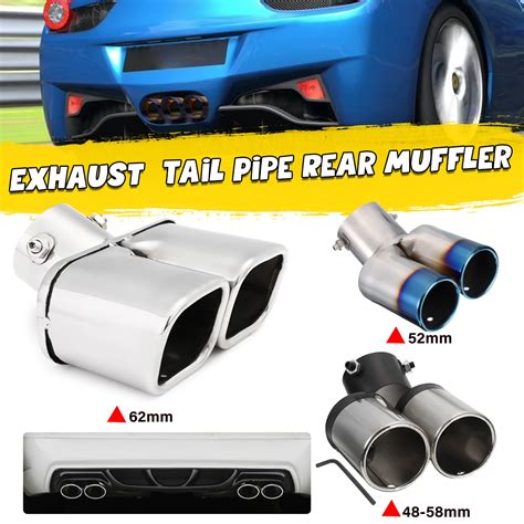 자동차 자동 원형 배기 머플러 팁 스테인레스 스틸 배기 듀얼 파이프 크롬 트림 수정 된 자동차 후면 테일 스 로트 라이너 48 58mmtips Exhausttip