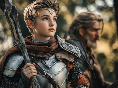 Young Hero Training With Legendary Mentor Premium Ai Generated Image