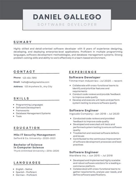 Senior Software Developer CV Writing Freelancer
