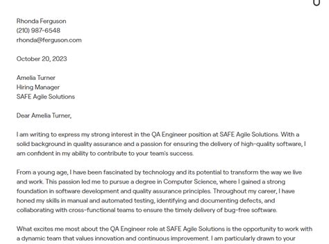 3 QA Engineer Cover Letter Examples With In Depth Guidance