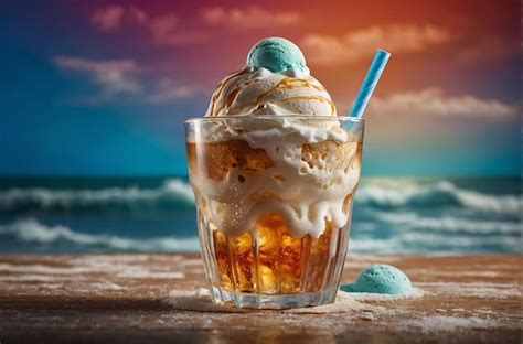 Photo Of An Ice Cream Float With Fizzy Soda Refreshing Nostalgia Premium Ai Generated Image