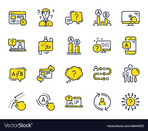 ux line icons set of ab testing journey path map vector image