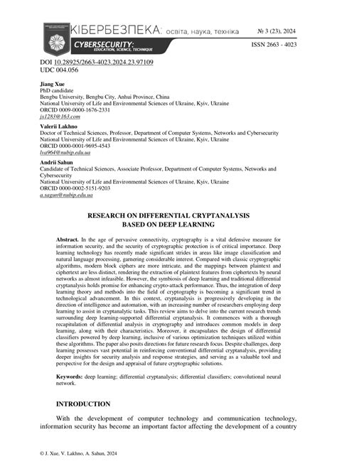 Pdf Research On Differential Cryptanalysis Based On Deep Learning