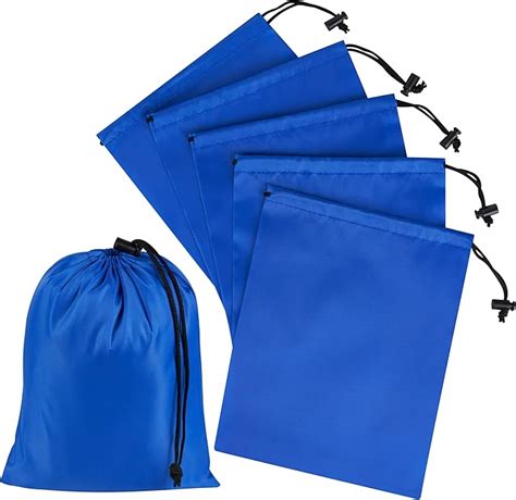 Amazon Com Drawstring Bag With Toggle Nylon Cinch And Ditty Pouch Blue 7 X 9 Inch