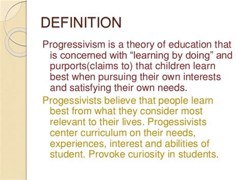 Philosophy Of Education Progressivism