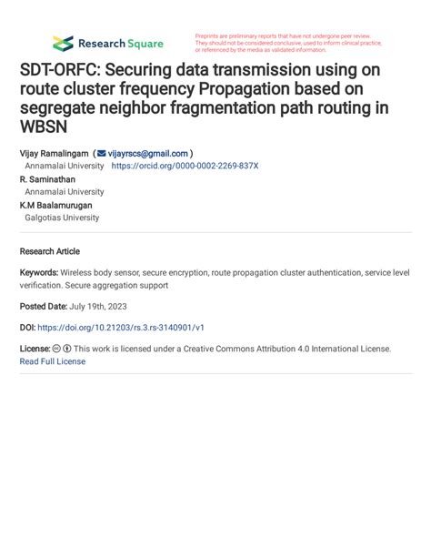 pdf sdt orfc securing data transmission using on route cluster