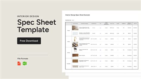 Free Interior Design Spec Sheet Template Free Printables