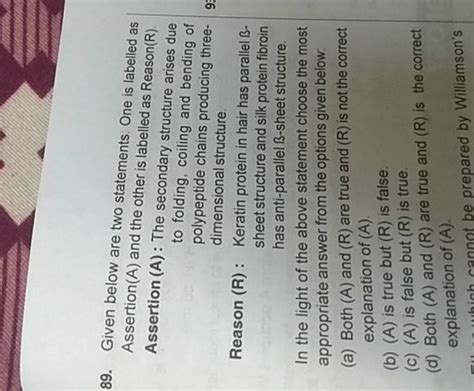Given Below Are Two Statements One Is Labelled As Assertion A And The