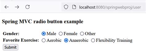 Spring Mvc Radiobutton And Radiobuttons Form Tag Example Tech Tutorials