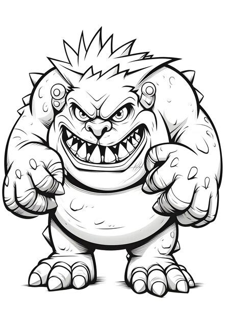 몬스터 컬러링 페이지 몬스터 캐릭터 라인 아트 컬러링페이지 괴물 아웃라인 드로잉 컬러링 피지 몬스터 콜러링 북 Ai 생성