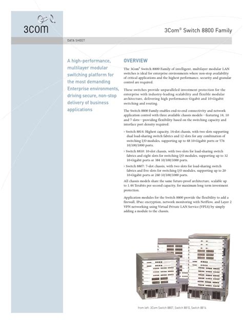 3com Switch 8810 Chassis Kit 3c17541 Ficha De Dados Pdf Computer