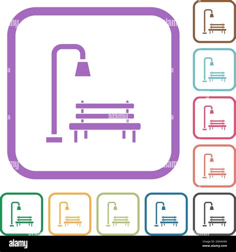 Park Simple Icons In Color Rounded Square Frames On White Background Stock Vector Image And Art