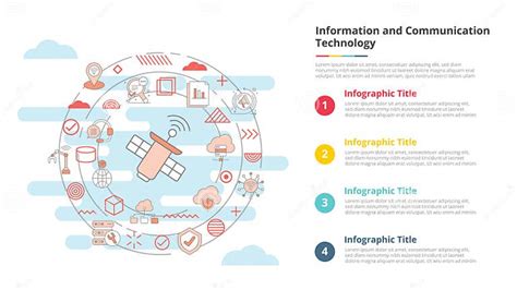 Ict Information And Communication Technology Concept For Infographic Template Banner With Four