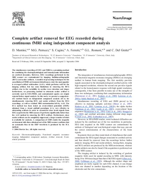 Pdf Complete Artifact Removal For Eeg Recorded During Continuous Fmri Using Independent