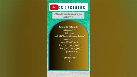 Star Pattern Of A Square In C C Program Star Pattern Square Pattern