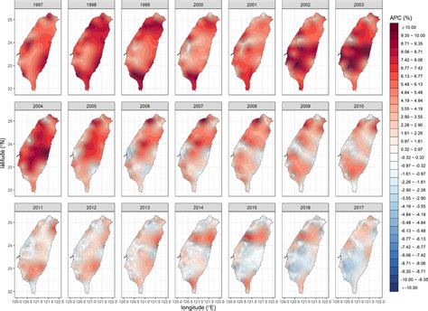 The Stabilized Spatiotemporal Kriging Map For The Annual Percent