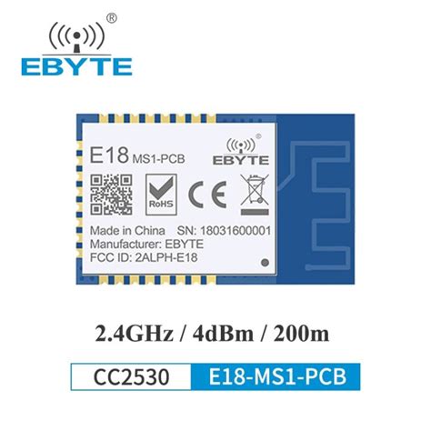 【cw】 Cc2530 Zigbee 2 4ghz Transmitter Receiver Module 4 Dbm Ebyte E18 Ms1 Pcb For Pcb Antenna