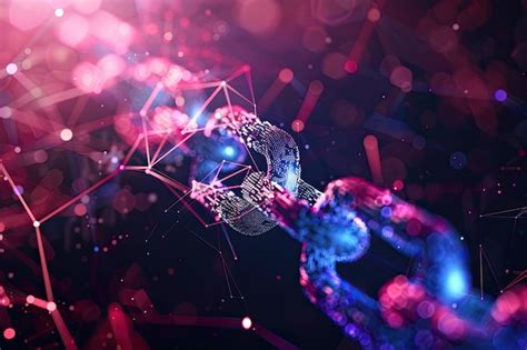 Futuristic Blockchain Technology Network Background With Polygons Premium Ai Generated Image