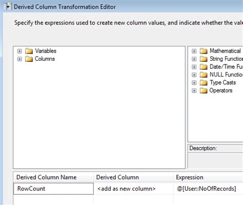 Sql SSIS 2008 Row Count Transformation Row Count Return 0 Stack