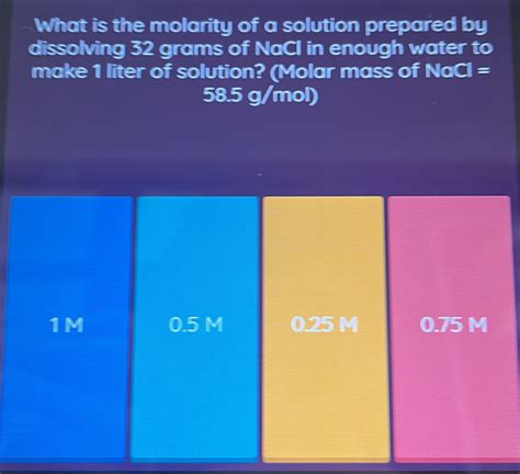 Solved What Is The Molarity Of A Solution Prepared By Dissolving 32 Grams Of Naci In Enough