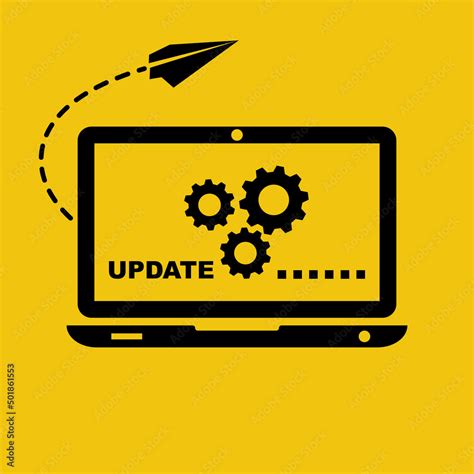 System Update Laptop Computer Screen New Version Software Installing Update Process Template