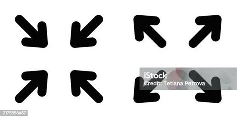 대각선을 가리키는 화살표가 있는 크기 조정 아이콘의 벡터 그림으로 크기 조정 조정 또는 확장 기능을 상징합니다 편집 가능한 획 감소에 대한 스톡 벡터 아트 및 기타 이미지