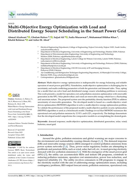 multi objective energy optimization with load and distributed energy