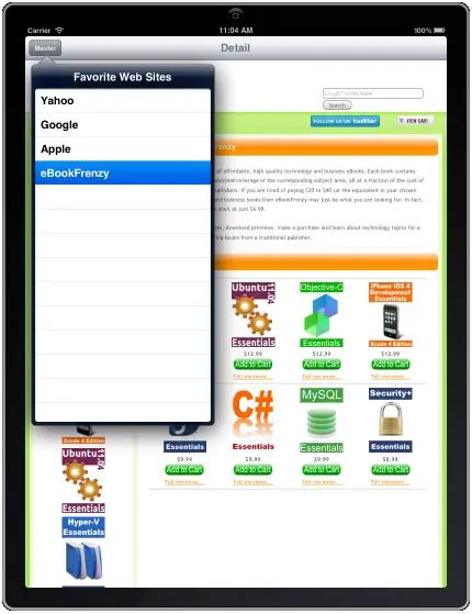 An Ipad Ios 5 Split View And Popover Example Techotopia