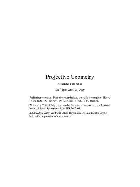 Geometry1 Projective Pdf Axiom Projective Geometry
