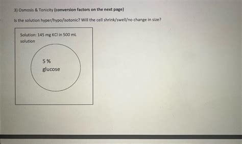 Solved 3 Osmosis And Tonicity Conversion Factors On The