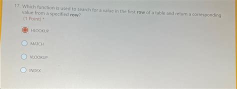 Solved Which Function Is Used To Search For A Value In The