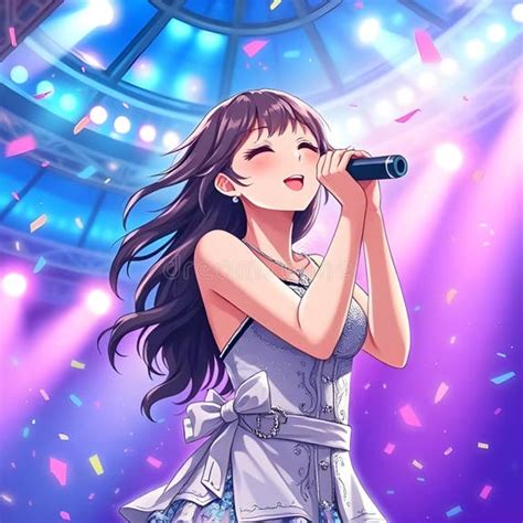 Ai Generated Anime Idol Singer Performing On A Stage With Confetti And