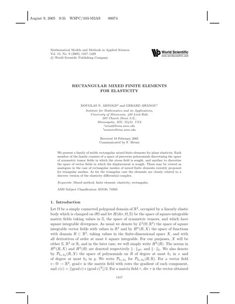 Pdf Mixed Finite Elements For Elasticity
