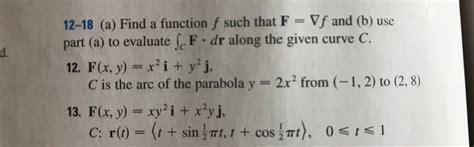 solved 12 18 a find a function f such that f vf and b