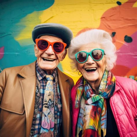 Premium Ai Image Senior Couple Happy Expression Against Grunge