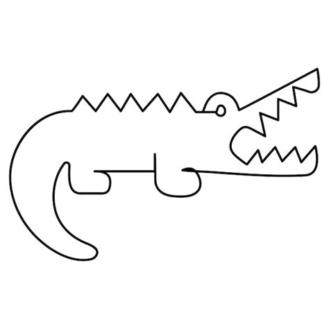 콘트라인 터 일러스트레이션의 악어 연속 한 줄 그림 프리미엄 벡터