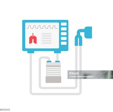 의료 통풍 기 벡터 평면 그림 흰색 배경에 고립 의료 Infographic 위한 기계적 인공 호흡기 아이콘입니다 폐 기계 환기