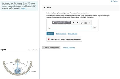 Solved I Review The Planetary Gear A Is Pinned At B Link Bc