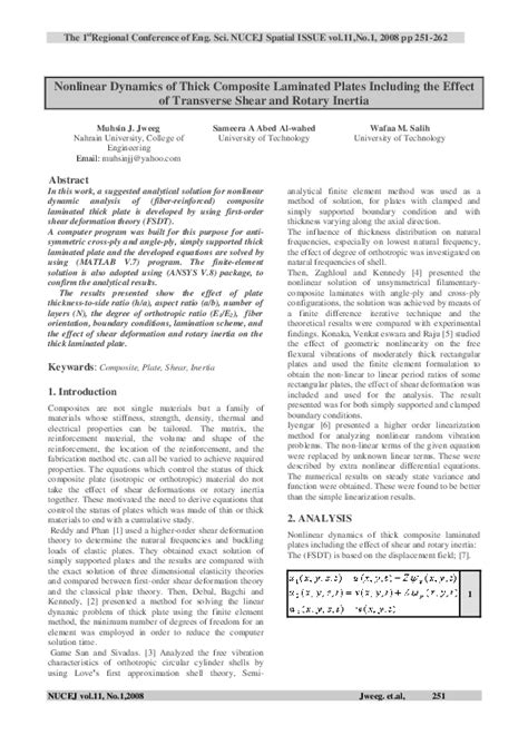 Pdf Nonlinear Dynamics Of Thick Composite Laminated Plates Including