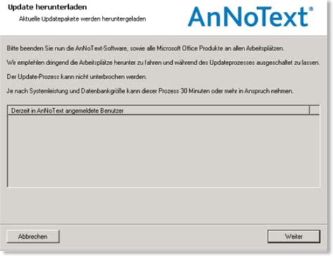 annotext online update durchführen