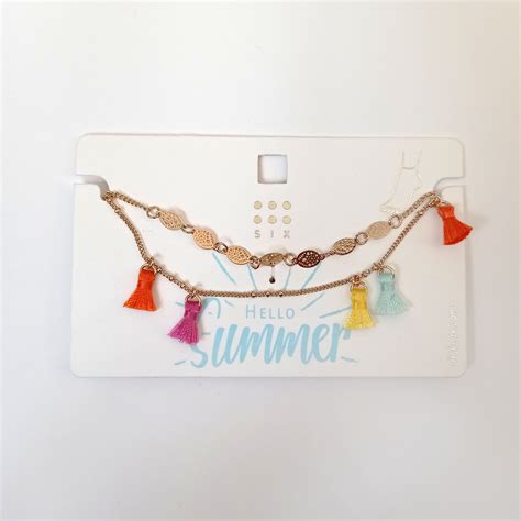 قیمت و خرید ⭐ پابند زنانه سیکس مدل دولاینه منگوله دار مجموعه 2 عددی