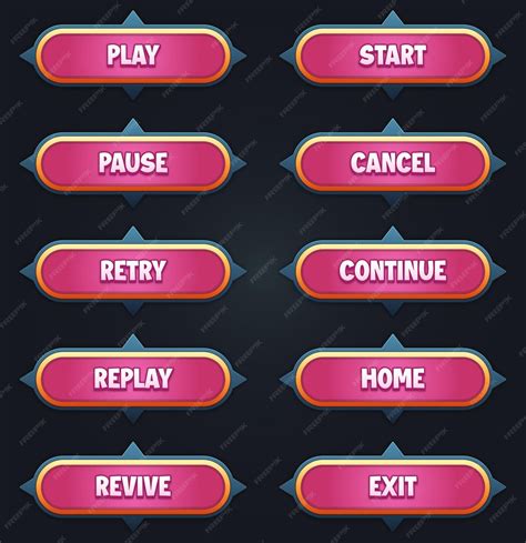Premium Vector Game Ui Set Of Pink Buttons With Editable Text Effect Gui To Build 2d Games