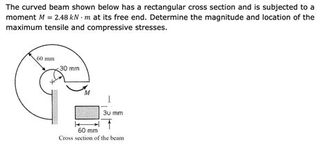 The Curved Beam Shown Below Has A Rectangular Cross Section And Is Subjected To A Moment M 2