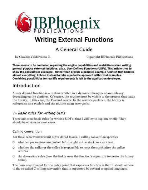 Pdf Writing External Functions · Writing External