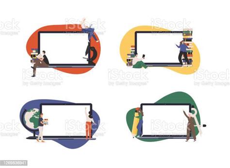 홈 컨셉의 온라인 교육 E러닝 웹 사이트 및 모바일 웹 사이트 개발을위한 최신 벡터 일러스트 개념 Brand Name Online Messaging Platform에 대한