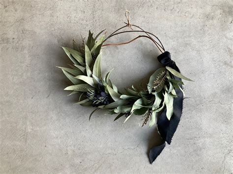 《選べる水引付き細葉ユーカリとアザミのリース》クリスマス ユーカリ リース ドライフラワー 季節の花かざり Asa