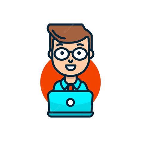 Premium Vector Man Behind Laptop Vector Illustration