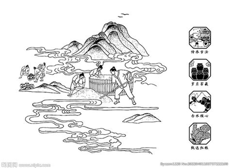 酒 酿酒工艺制曲发酵 复古 国潮 国风 插画 免扣素材